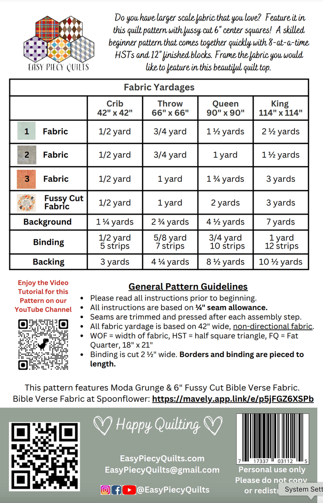 Fussy Frames Quilt Pattern - PDF and Paper Version Available – Easy ...
