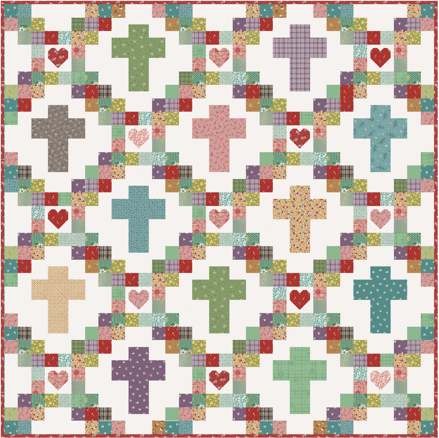 Perfect Peaces Quilt Pattern, Crosses and Hearts – Easy Piecy Quilts