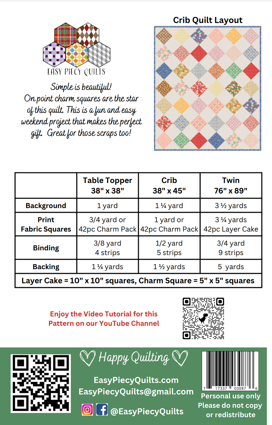 Perfectly Charming Quilt Pattern – Easy Piecy Quilts