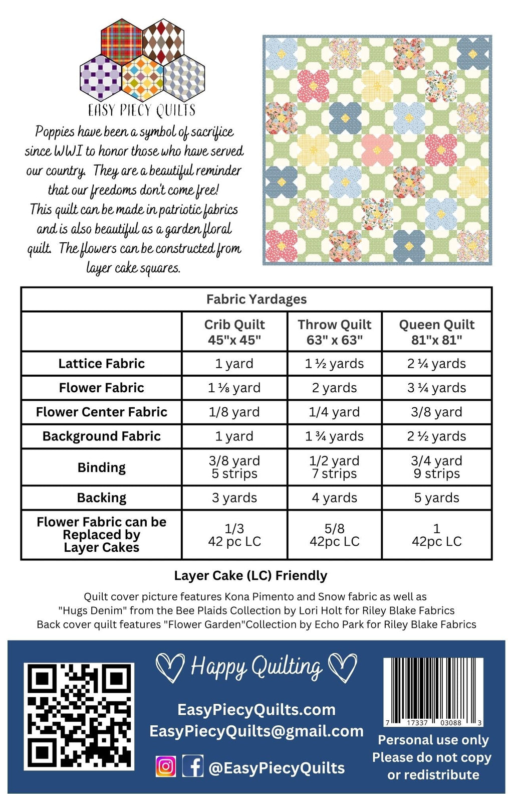 Poppy Quilt Pattern