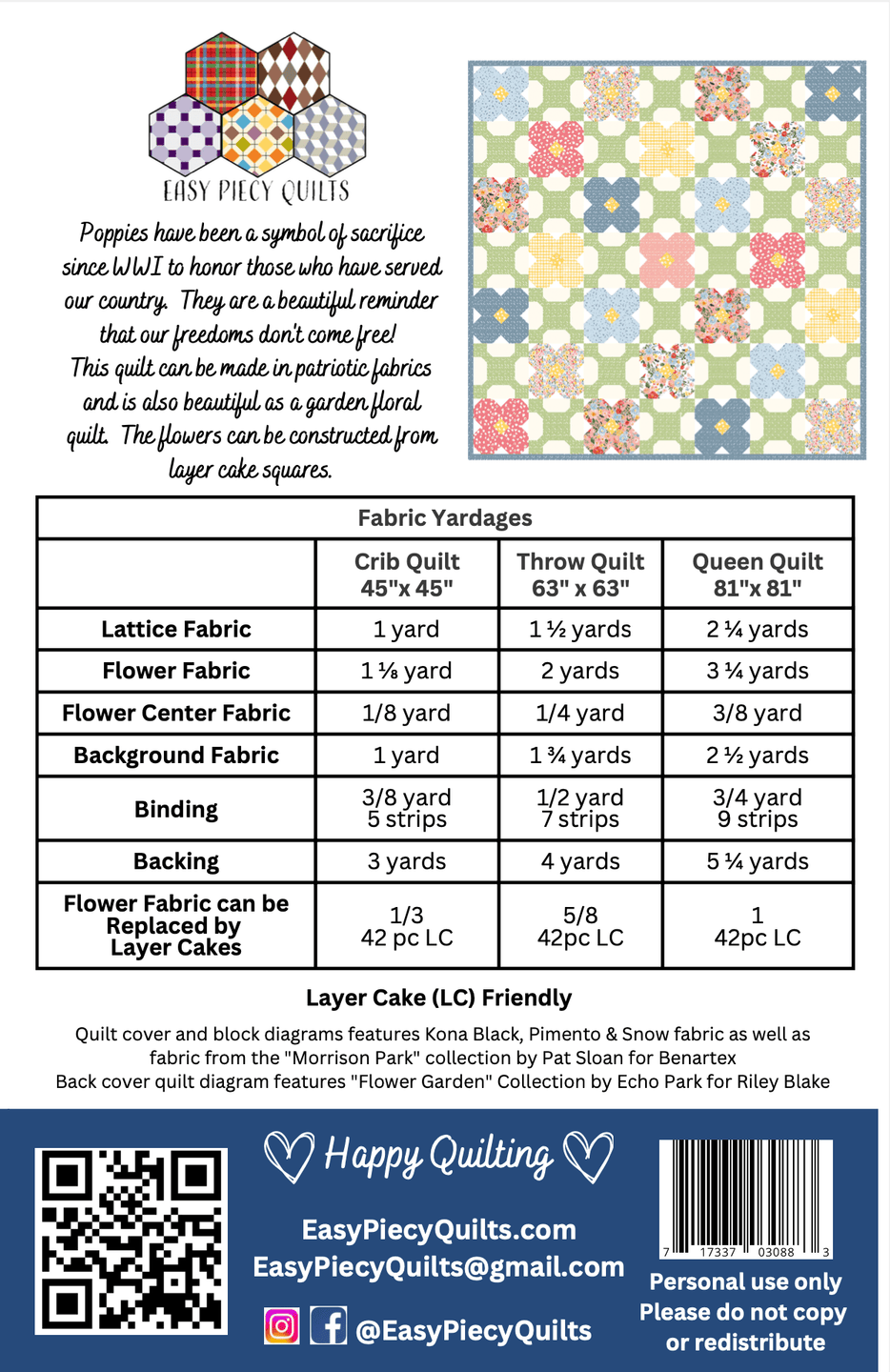 Poppy Quilt Pattern – Easy Piecy Quilts