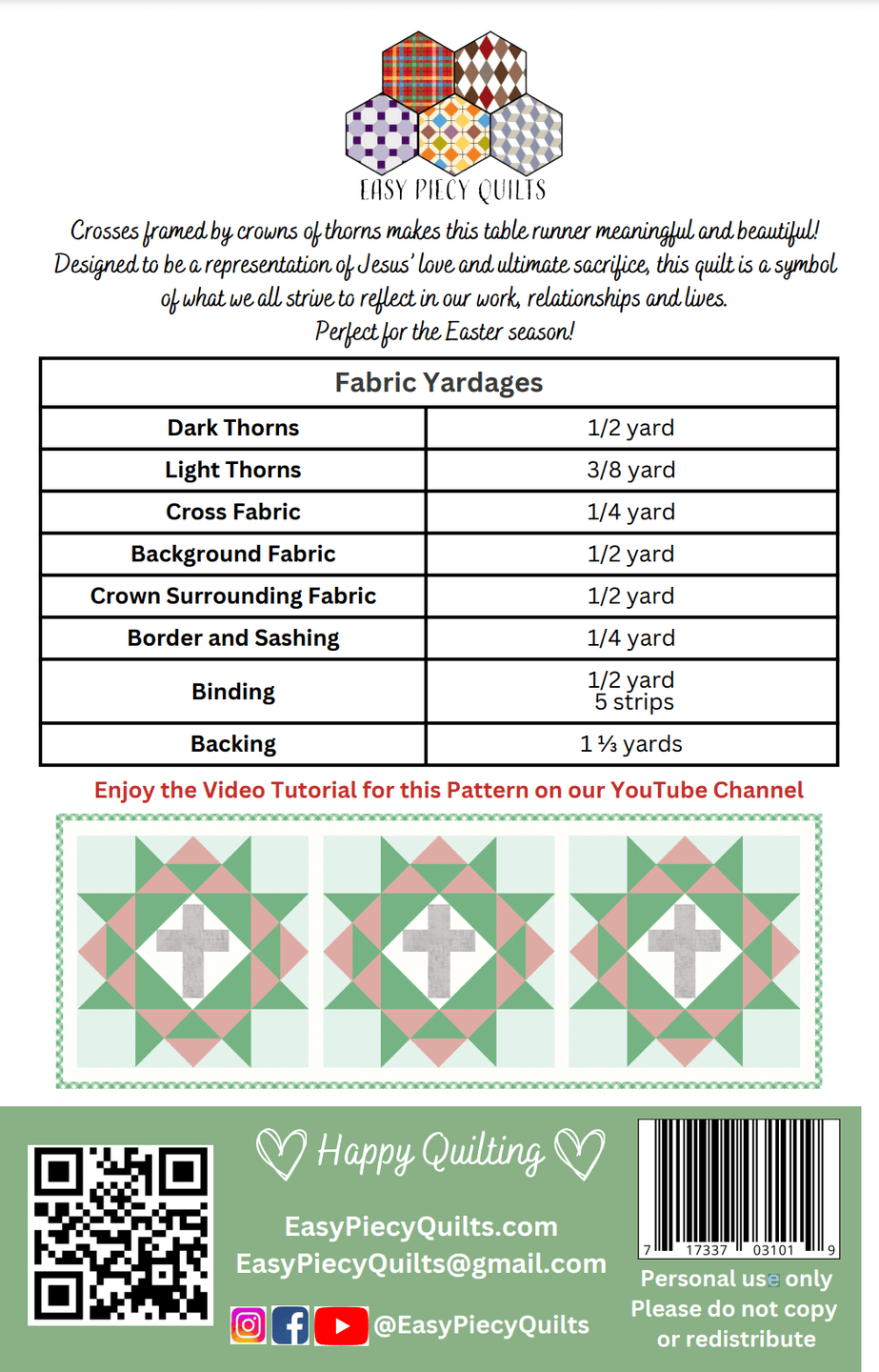 Rugged Cross Table Runner Pattern – Easy Piecy Quilts