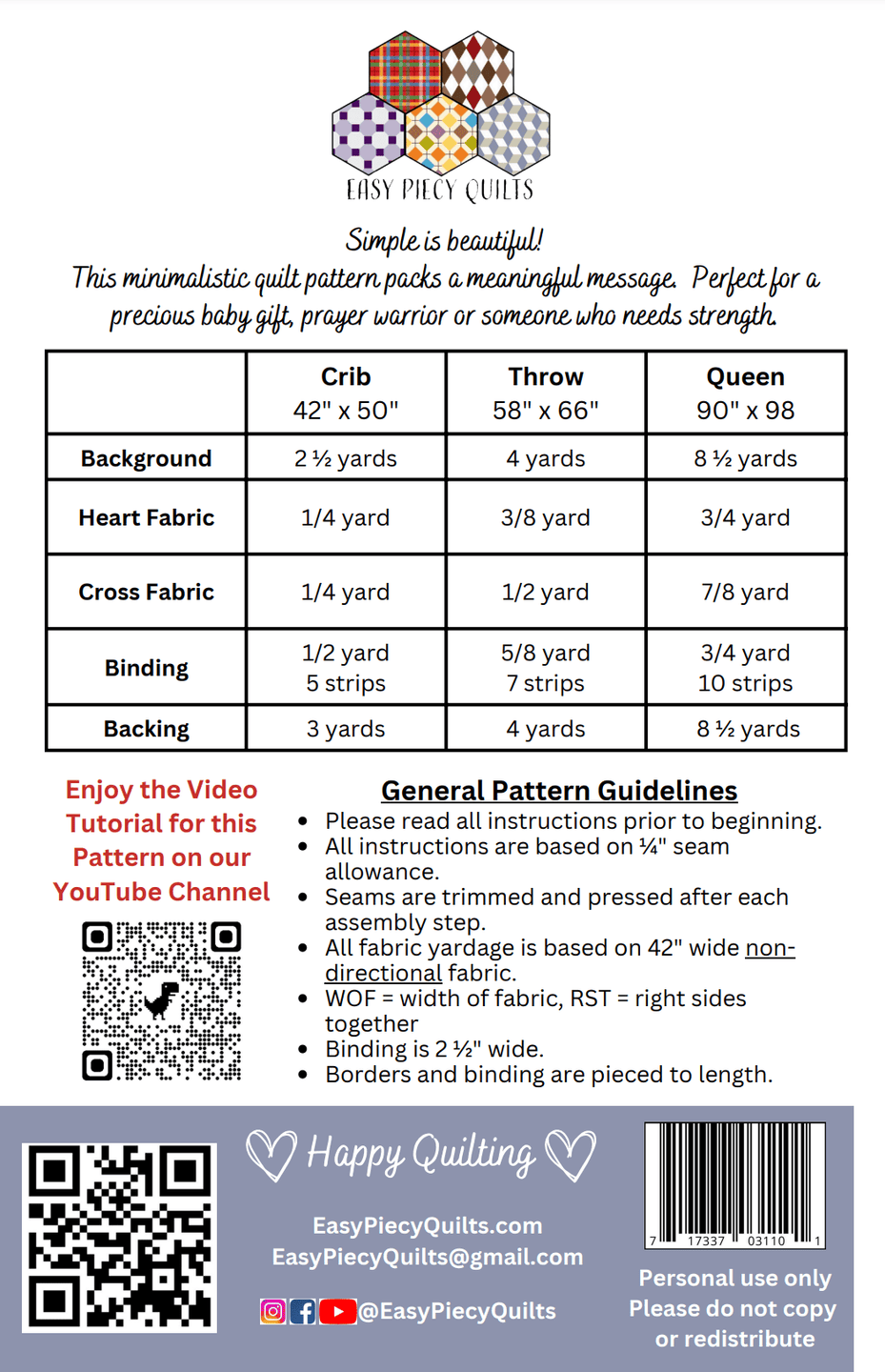 Simple Faith Quilt Pattern – Easy Piecy Quilts