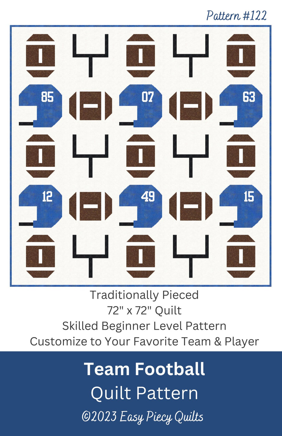 Team Football Quilt Pattern – Easy Piecy Quilts